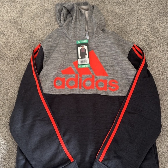 adidas | Shirts & Tops | Adidas Youth Tech Fleece Hoodie Red And Gray ...